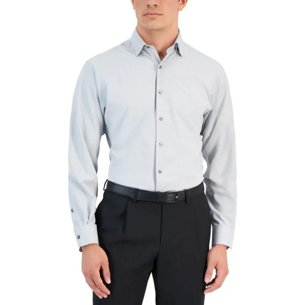 Alfani | Shirts | Alfani Mens Travel Ready Button Down Dress Shirt Grey ...